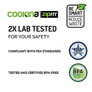 COOKINA ZipRRR Reusable Sandwich Bags – Freezer Safe and Leak-Proof PEVA Storage Bags (Pack of 2), clear, 8.07-inch x 7.87-inch