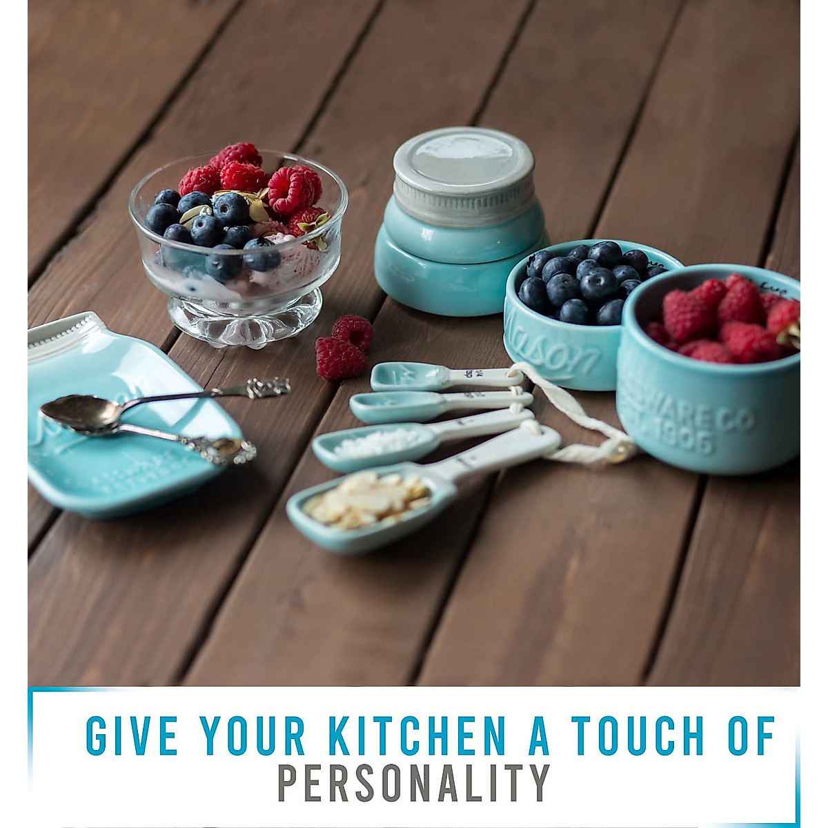 Comfify Bundle - Mason Jar Butter Holder, 10pcs Ceramic Kitchenware Set