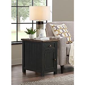 Martin Svensson Home Monterey Chairside Table - Rustic Farmhouse Style with Drawers - Cream White and Brown Top - Bedroom or Living Room Furniture for Storage, Solid Wood, Antique Finish