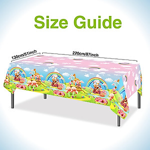 3Pcs Candyland Tablecloth Candy Land Lollipop Birthday Table Cloths Plastic Table Covers for Girls Birthday Baby Shower Donut Party Decorations for Party Supplies