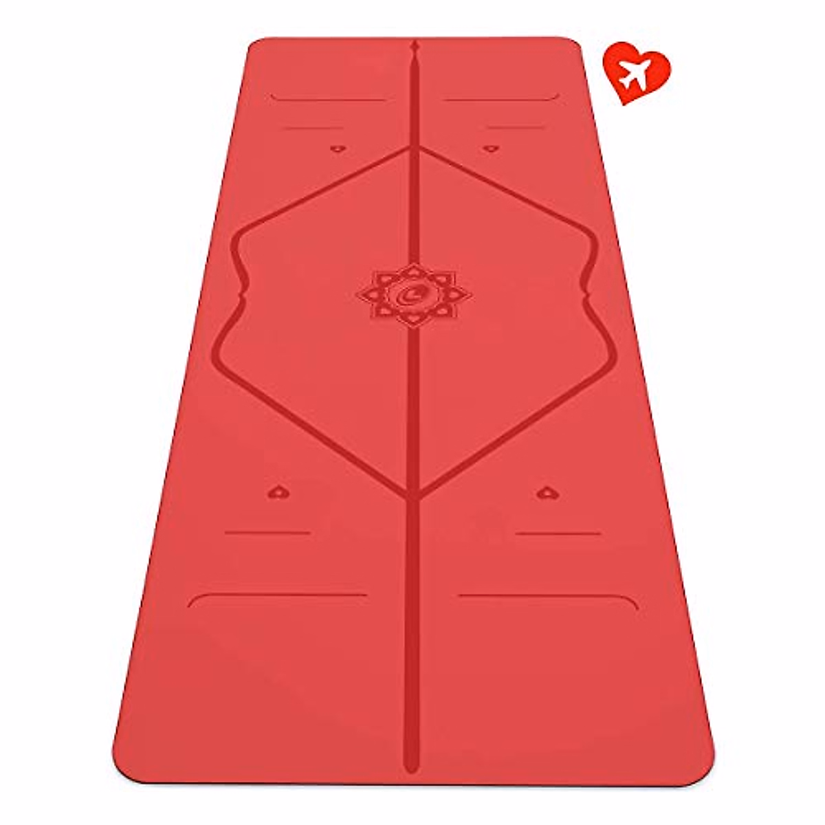LIFORME Love Travel Yoga Mat- Free Yoga Bag, Patented Alignment System, Warrior-Like Grip, Non-Slip, Eco-Friendly, Ultra-Lightweight, Sweat Resistant, Long, Wide and Thick (Red)