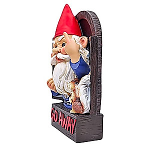Go Away Rude Middle Finger Gnomes Statue Whimsical Grumpy Fantasy Naughty Gnome Figurine Flipping Off Guests Ceramic Resin Angry Dwarfs Fairy Garden Guardian Home Wall Tree Hanging Decor
