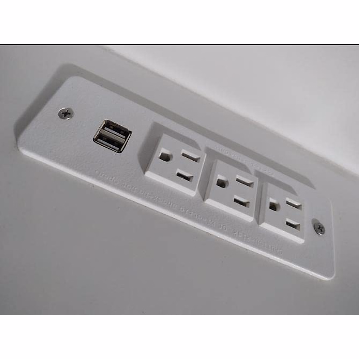 Conference Recessed Power Strip with USB Mountable Power Outlet Built in Desktop Workbench Drawer Cabinet 10'ft Heavy Duty Power Cord White