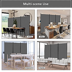 Spurgehom Room Divider, 3 Panel Folding Partition Privacy Screens, Freestanding Fabric Room Panel, Portable Folding Room Divider Wall for Office, Room, Restaurant, 102" W X 71" H (Grey)