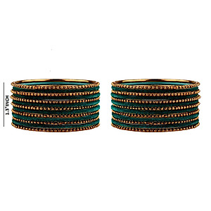 Efulgenz Indian Oxidized Bangles for Women Green Indian Oxidized Jewelry for Navratri Boho Oxidized Indian Jewelry Velvet Bangles Set Bracelets Jewelry for Women
