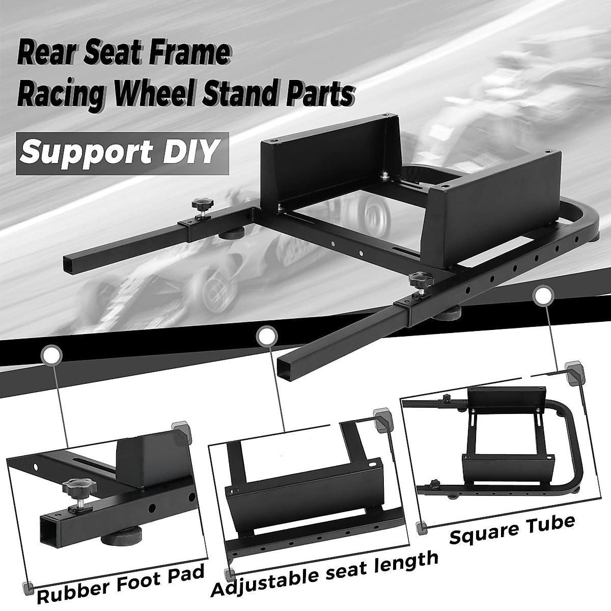 Hottoby Rear Seat Stand Racing Wheel Frame Parts/Accessories Mounting Seat Installable Most Chair Stand Simulator Cockpit Wheel and Pedals Not Included