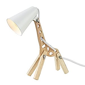 Globe Electric 52210 Gigi Giraffe 11" Wooden Novelty Lamp, White Shade, in-Line On/Off Rocker Switch