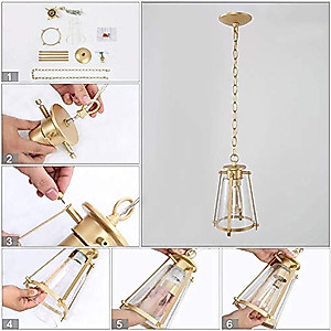 KSANA Gold Pendant Lighting for Kitchen Island, Hanging Brass Light Fixtures with Seeded Glass for Dining Room, Foyer