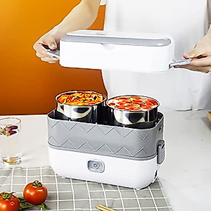DYRABREST Double-Layer Electric Lunch Box Food Warmer Heater 110V Portable Rice Cooker Heating Container for Home Office Worker Cooking Meals Soup