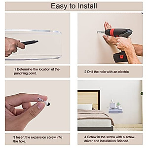 HMYHUM Acrylic Floating Nightstand, Wall Mounted Bedside Table for Bedroom, Hanging, 10 lbs Load, Oval, 14" L x 8 "W x 4" H, Clear