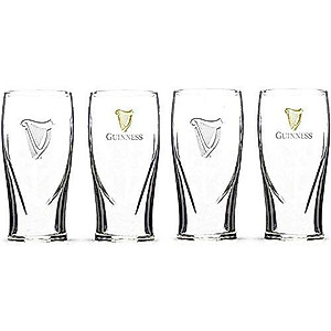 Guinness Signature Pub Edition Pint Glass - 20 Ounce Pints - Set of 4