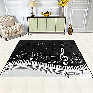 ALAZA Abstract Piano Music Note Black Area Rug Rugs for Living Room Bedroom 7' x 5'