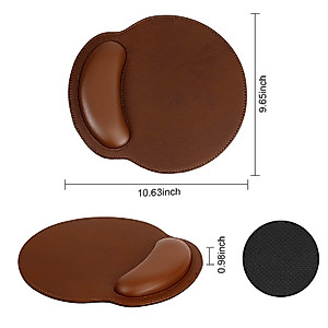 RICHEN Ergonomic PU Leather Keyboard Wrist Rest and Mouse Pad with Wrist Support, Memory Foam Set for Computer/Laptop,Gaming and Office, Comfortable for Easy Typing & Pain Relief (PU Brown)