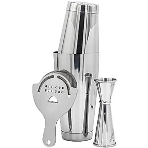 The Art of Craft Professional Cocktail Shaker Set Bartending Kit: Weighted Boston Shaker Tins, Hawthorne Strainer and Japanese Jigger