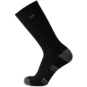 Calvin Klein Men's Crew Socks - 5 Pairs Performance Cushion Comfort Crew Socks - Breathable Athletic Socks for Men (7-12), Size 7-12, BlackGrey