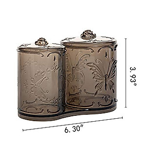 Cotton Swab Holder Clear Acrylic Cotton Balls Container Large Capacity Bathroom with Lid Containers for Makeup Sponges, Bath Salts, Cotton Rounds (Transparent Coffee)