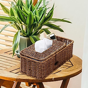 IEUDNS Paper Holder Dispenser Facial Tissuecase Dispenser Container Vintage Style Removable Tissue Holder Tissue Box for Bathroom, Deep Brown