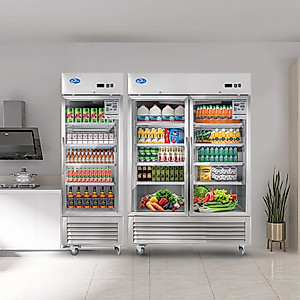 kalifon Commercial Display Refrigerator Merchandiser with 1 Glass Door - 23 Cu.Ft Upright Display Refrigerator with LED Lighting