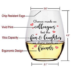 Perfectinsoy Chance Made Us Colleagues, 15oz Funny Stemless Wine Glass, Coworker Gifts for Leaving Farewell, Birthday, Valentines, Galentines, Retirement,Funny Gifts For Coworkers