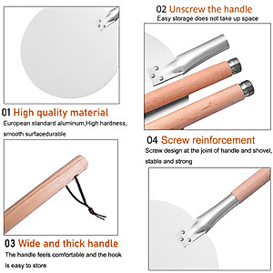 Orerenko Detachable Pizza Turner, 12 Inch Pizza Peel with Wood Handle, Professional Aluminium Pizza Turning Paddle, Pizza Oven Accessories Tools for Home Baking, Bread, Pastry