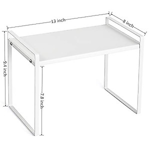 ideaglass Countertop Organizer, Cupboard Stand Spice Rack, 13" Cabinet Pantry Shelf, Organization and Storage for Kitchen Bathroom, Metal Plate Milky White