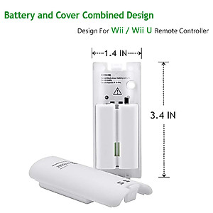 4-Pack Rechargeable Battery packs for Wii and Wii U Remote Controller,High-Capacity Ni-MH Battery(2800mAh) Replacement for Nintendo Wii Remote Charging Station(Charger not included)