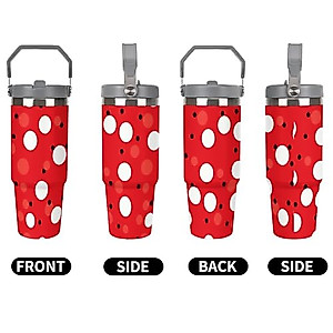 SYJTGDE Large Capacity Car Cup Red White Polka Dot Fashionable Upgrade Car Cup Advanced And Beautiful Travel Cup