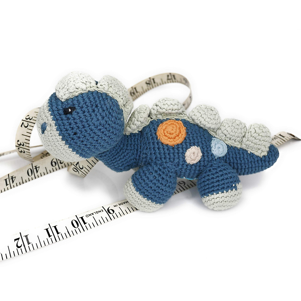 Pebble | Handmade Dinosaur - Blue | Organic Cotton | Crochet | Fair Trade | Pretend | Imaginative Play | Stegosaurus | Machine Washable
