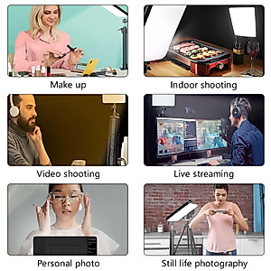 LED Desk Bi-Color Video Light Key Light Studio Streaming Lights Panel Light with Desk Clamp C-Clamp Stand 3800K-6500K Dimmable Wireless Remote Studio Photography Lighting for Gaming Zoom Video