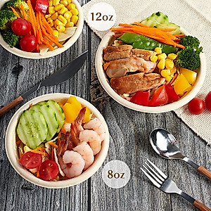 ZORRITA 150 Pack 8 oz Paper Bowls Disposable Small Compostable Soup Bowls Natural Sugarcane Biodegradable Bowls for Ice Cream, Desserts, Pet Food