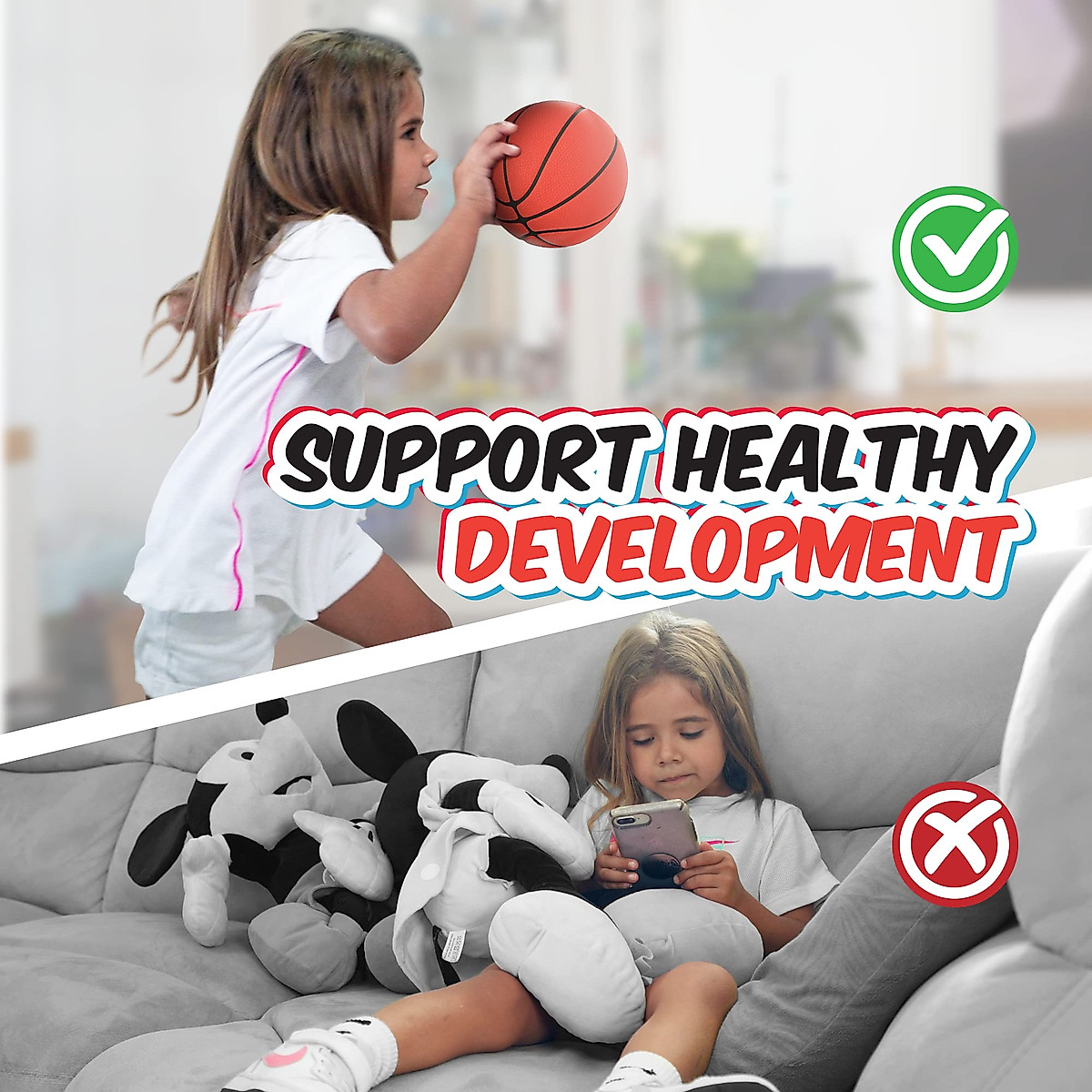 BESTKID BALL Indoor 3 Mini Balls Set - Inflatable Small Basketball Soccer Ball Football - Included Pump and Needle - Rubber Material - Ideal Gifts for Toddlers Kids Boys Girls 6 inch (Original)