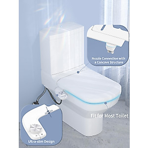 Livilord Bidet Attachment for Toilet, Non-Electric Retractable Self-Cleaning Nozzle for Existing Toilets, Bidet Toilet Seat Attachment with Pressure Controls for Frontal & Rear Wash