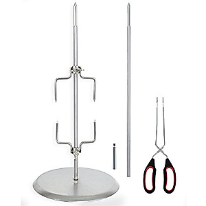 YOOYIST Vertical Skewer for al Pastor Stainless Steel Removable Barbecue Skewers , Brazilian BBQ Skewer Stand Grilling Meat Spit for Steak, Whole Chickens, Whole Fish, Shawarma and Large Meat