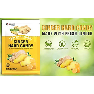 GINGER HARD CANDY Made with Fresh Ginger Extra Strength Flavor Individual Wrapped Product of KOREA_300 Grams_10.58oz