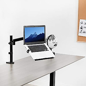 VIVO Universal Adjustable 10 to 15.6 inch Laptop Holder Desk Mount, Single Pneumatic Arm VESA Notebook Stand with C-clamp and Grommet Options, Black, STAND-V101L