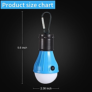 LED Camping Tent Lantern, Portable Outdoor Waterproof Emergency Light Bulb, Battery Powered with Clip Hook, Super Bright, for Hiking, Party，Camping, Fishing, Power Failure (=4 Packs, Multi-Color)