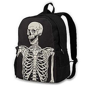 Cool Halloween Laptop Backpack Rock Roll Skull Hippie Tablet Bag Travel Business College Rucksack Casual Outdoor Camping Daypack for Women Men