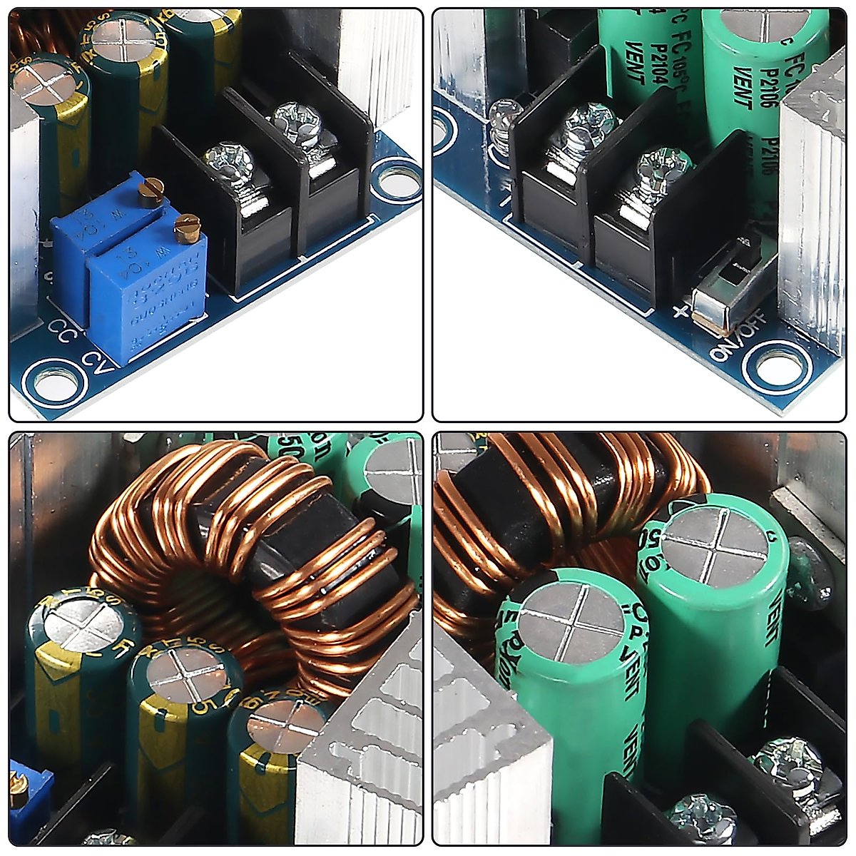 XIITIA 4pcs 20A 300W CC CV Step Down Module Adjustable DC 6-40V to 1.2-36V Voltage Regulator Buck Converter Constant Current Power Module Charging LED Drive with Short Circuit Protection