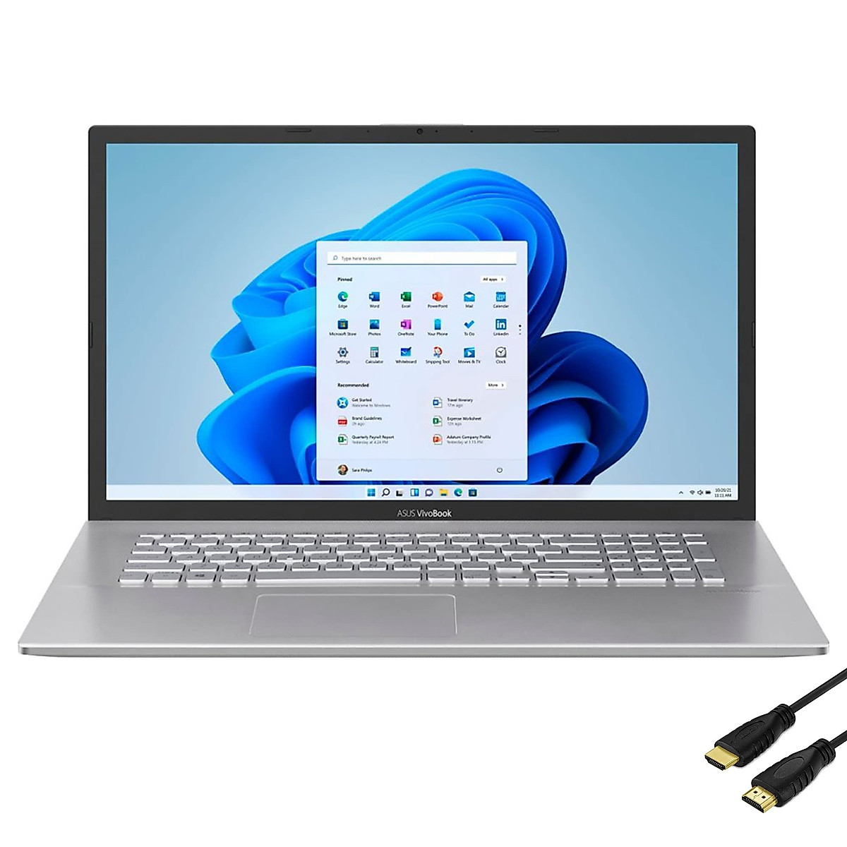 2021 Newest ASUS Vivobook 17.3" HD+ Business and Family Laptop, Intel i7-1065G7, Lightweight, Chiclet Keyboard, Bundle with Woov HDMI, Windows 11 Home, Silver (12GB |256GB SSD | 1TB HDD, i7)