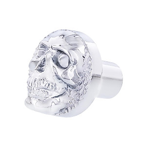 United Pacific 23058 Chrome Metal Alloy Skull Air Valve Knob, Strong & Durable, 3-D Skull Design, Easy Screw-On Installation - One Skull Air Valve Knob