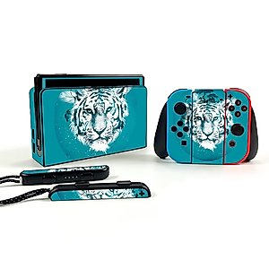 MightySkins Skin Compatible with Nintendo Switch OLED - White Tiger | Protective, Durable, and Unique Vinyl Decal wrap Cover | Easy to Apply, Remove, and Change Styles | Made in The USA