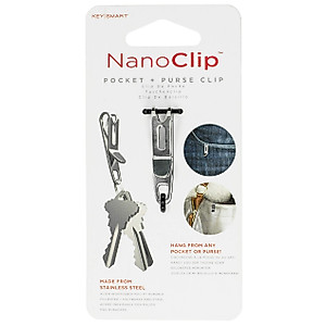 KeySmart Nano Clip - Pocket Clip Key Ring Holder - Secure Your Key Chain, Eliminates Pocket Bulge (1 Pack)