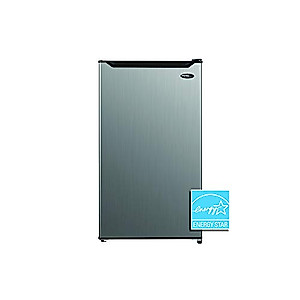 Danby DAR032B1SLM 3.2 Cu.Ft. Mini Fridge In Stainless Look - Free-Standing All Fridge For Bedroom, Living Room, Kitchen, Dorm
