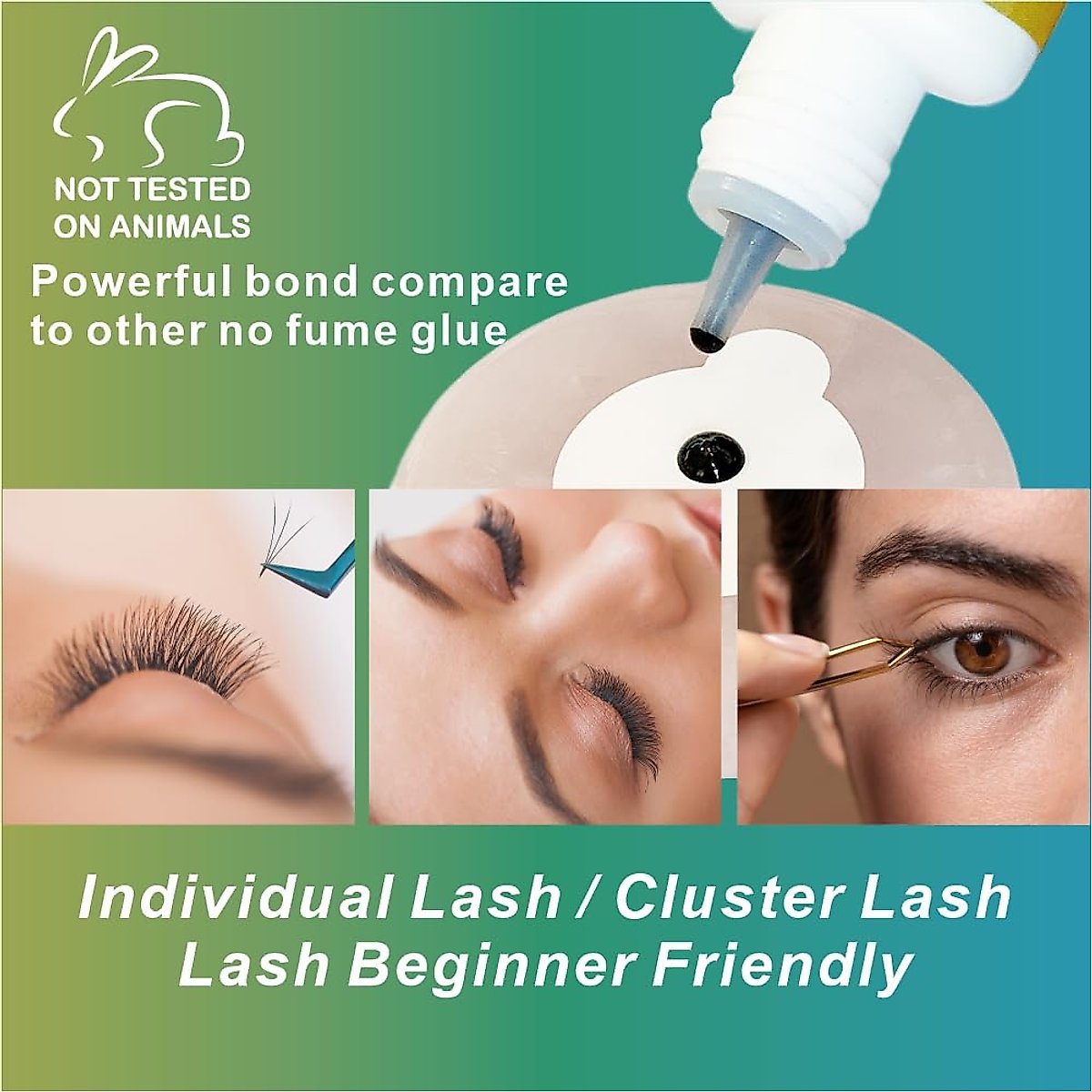 MILKLEAR Lash Cluster Glue Waterproof Long Lasting 2 Weeks Strong Hold DIY Eylash Extension Glue Sensitive Eyes, DIY at Home for Self Application or Salon Use 5ml Black
