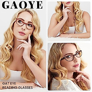Gaoye 6 Pack Reading Glasses for Women Computer Blue Light Blocking Stylish Cat Eye Readers Anti Eye Strain with Spring Hinge (G1 6-pack mix, 3.00, multiplier_x)