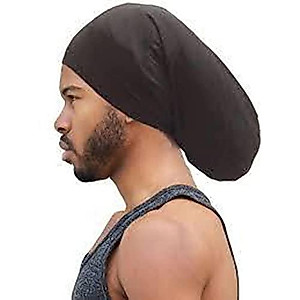 King.J Regular Size Unisex Spandex Cap For Dreadlocks, Black, 1 Count