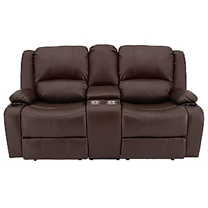 RecPro Charles Collectiom | 70" Powered Doubled Recliner | Suprima Leather (Mahogany)