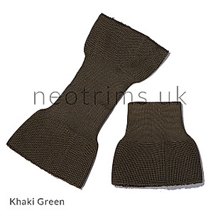 Rib Knit Cuff Pair for Replacement Repair Cuffing Old Jackets Bombers. No Side Seams, Seamless Tubular Ribbing Fabric. Also for para Jackets and Denison Smock, Neotrims (Khaki Green, 2 Pieces)