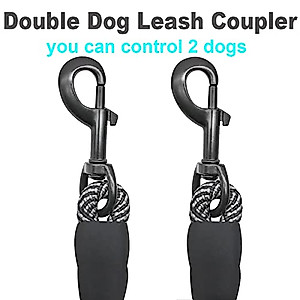 Mycicy Double Dog Leash Coupler, Tandem Leash for Two Dogs, No Tangle 360° Swivel Rotation Dual Strong Dog Leash Splitter, for Large Medium Small Dogs (33inch)