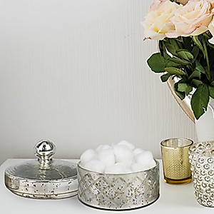 Stonebriar Antique Mercury Glass Storage Container with Lid, Decorative Jar for Cotton Ball or Cotton Swab Storage, Unique Keepsake or Trinket Box, Elegant Jewelry Box